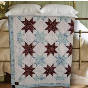 Sky Blue and Maroon Stars Quilt - Etsy