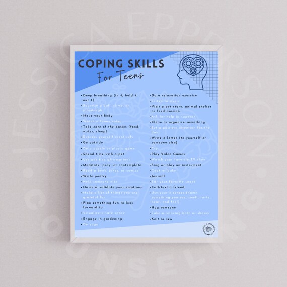 Printable Coping Skills For Teens Etsy