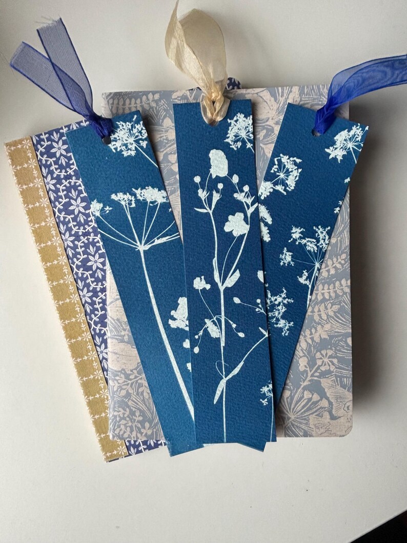 Handmade, Set of 4 Cyanotype Bookmarks, Botanical Floral Design - Etsy ...