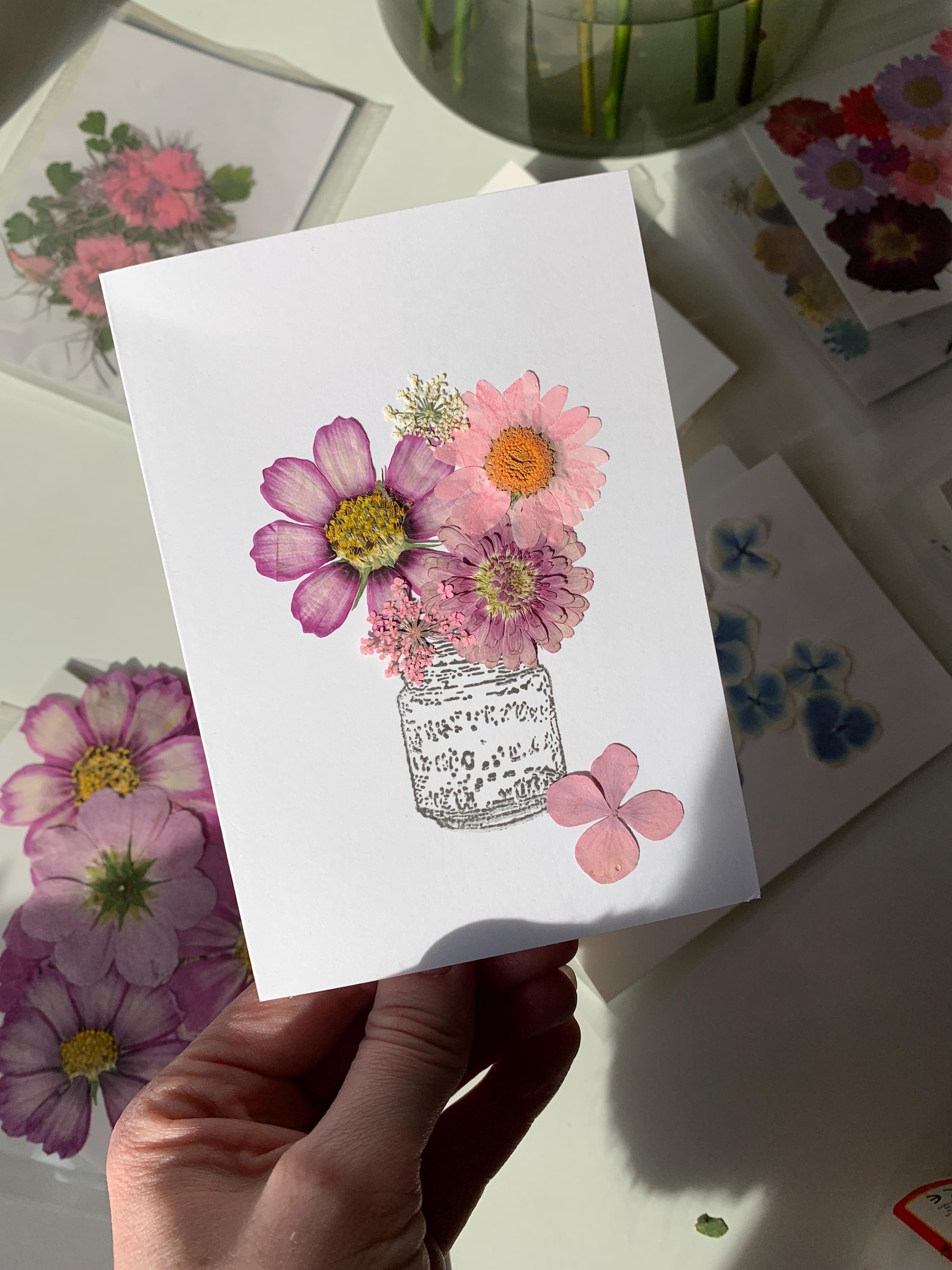 Pressed Flower Card, Real Flowers Cards, Handmade Card, Cards for a ...