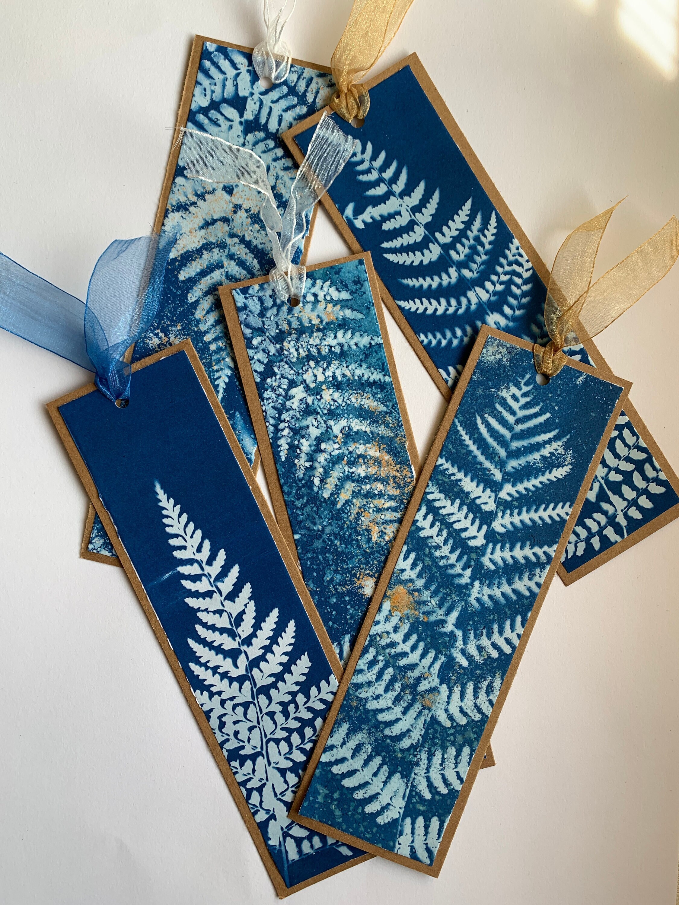 Cyanotype Printed Botanical Bookmarks, Book Lover Gifts, Reading ...