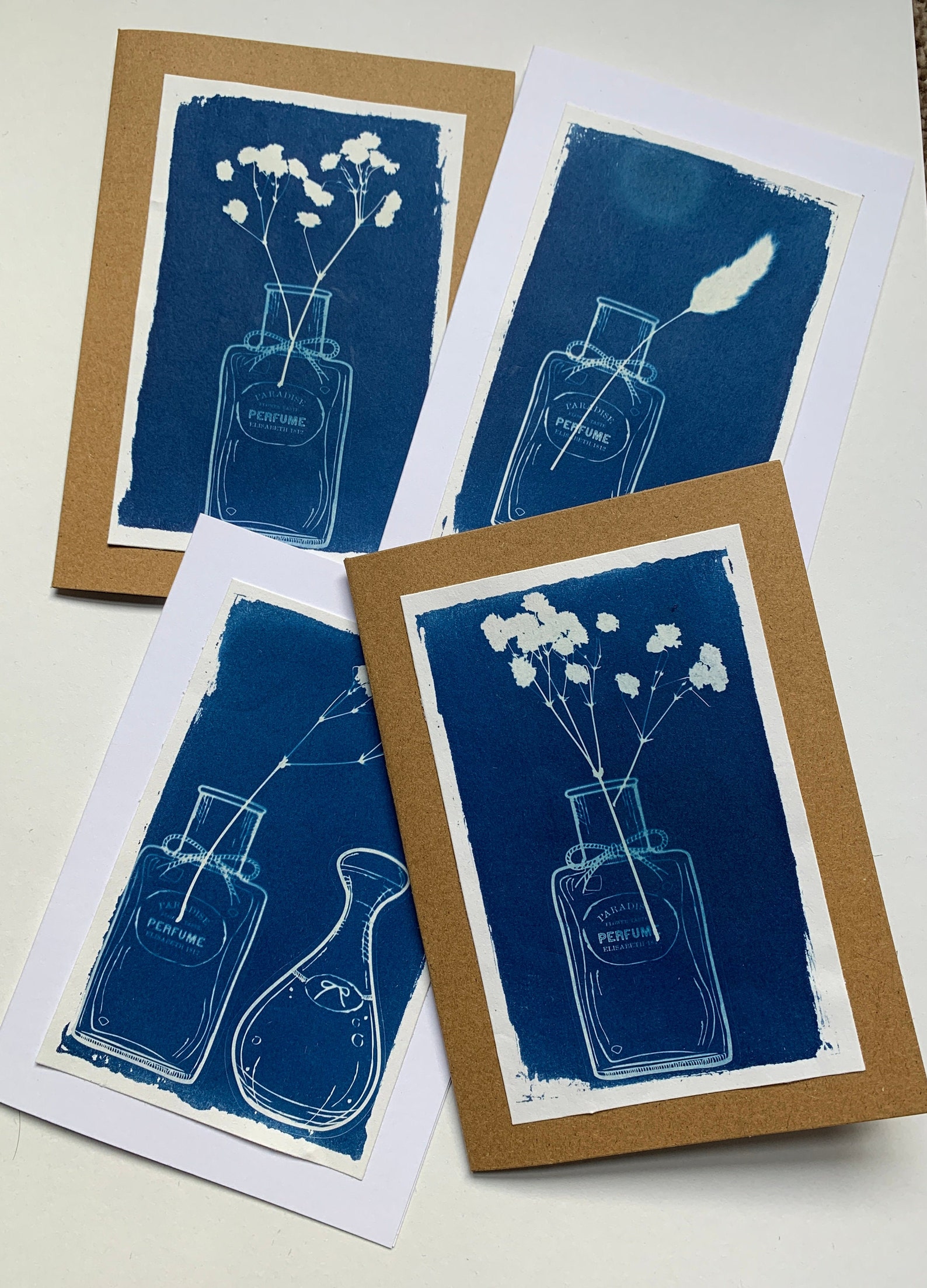 Cyanotype Floral Perfume Gift Card Set - Etsy
