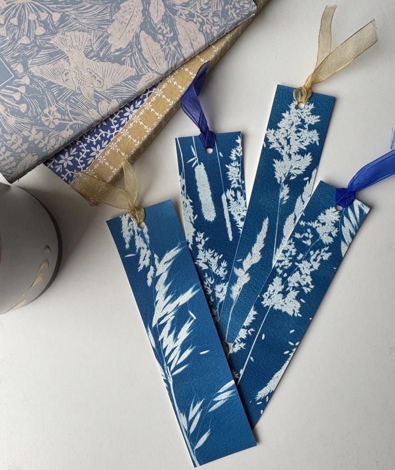 Handmade, Set of 4 Cyanotype Bookmarks, Botanical Floral Design - Etsy ...