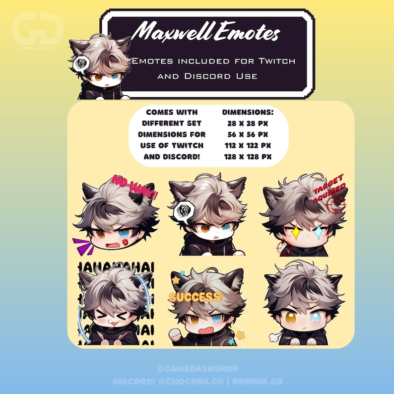 Maxwell Catboy Pngtuber Avatar + Emote Pack – Premade Streaming ...