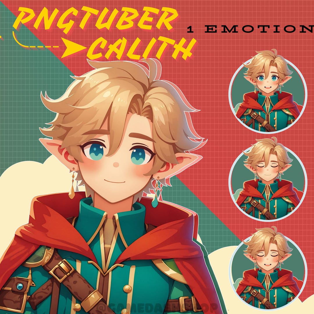 Pngtuber Calith Elf Boy | Vtuber Avatar for Gaming Streaming | Premade ...