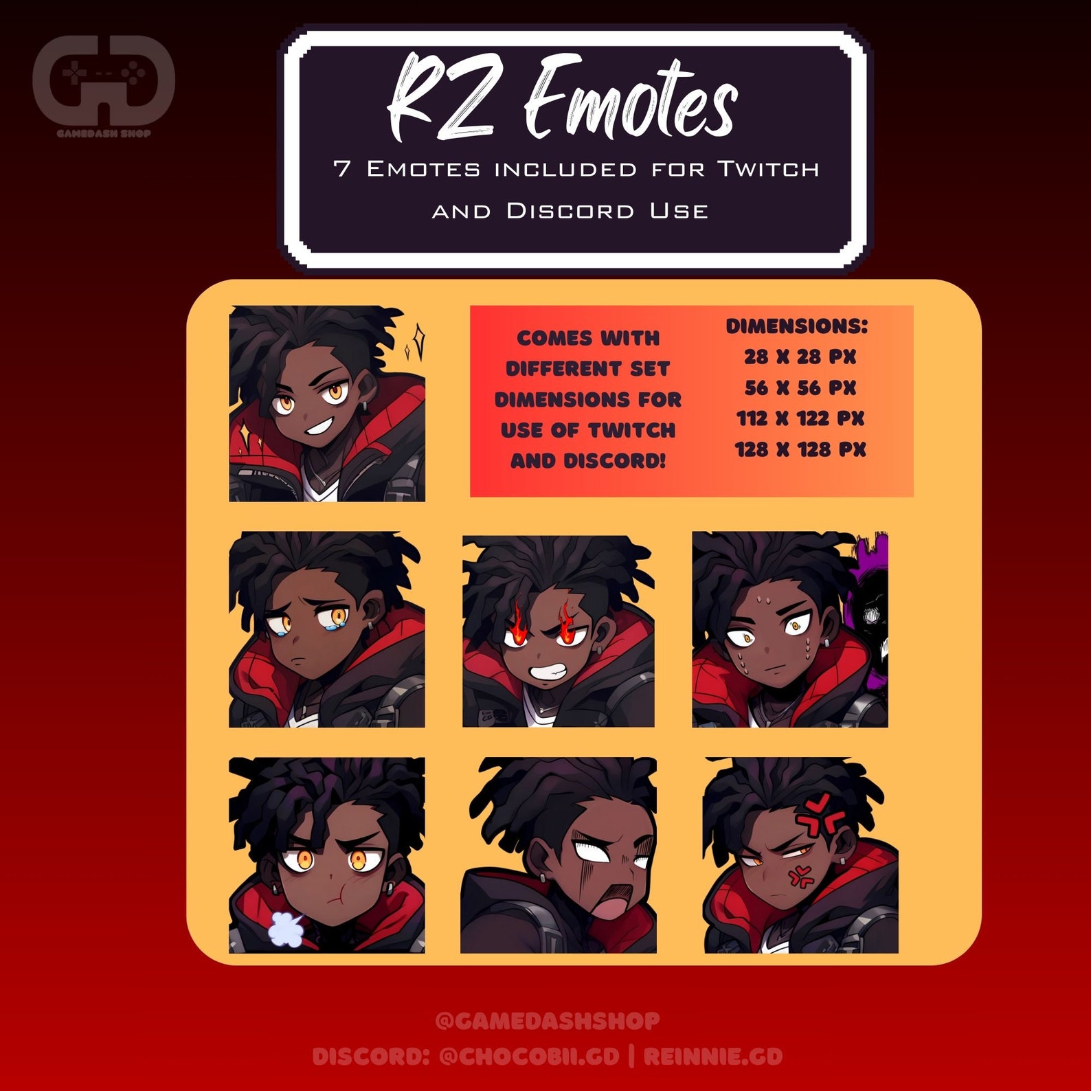 Pngtuber Red Zeno Gamer WITH EMOTE SET Vtuber Avatar for Gaming ...