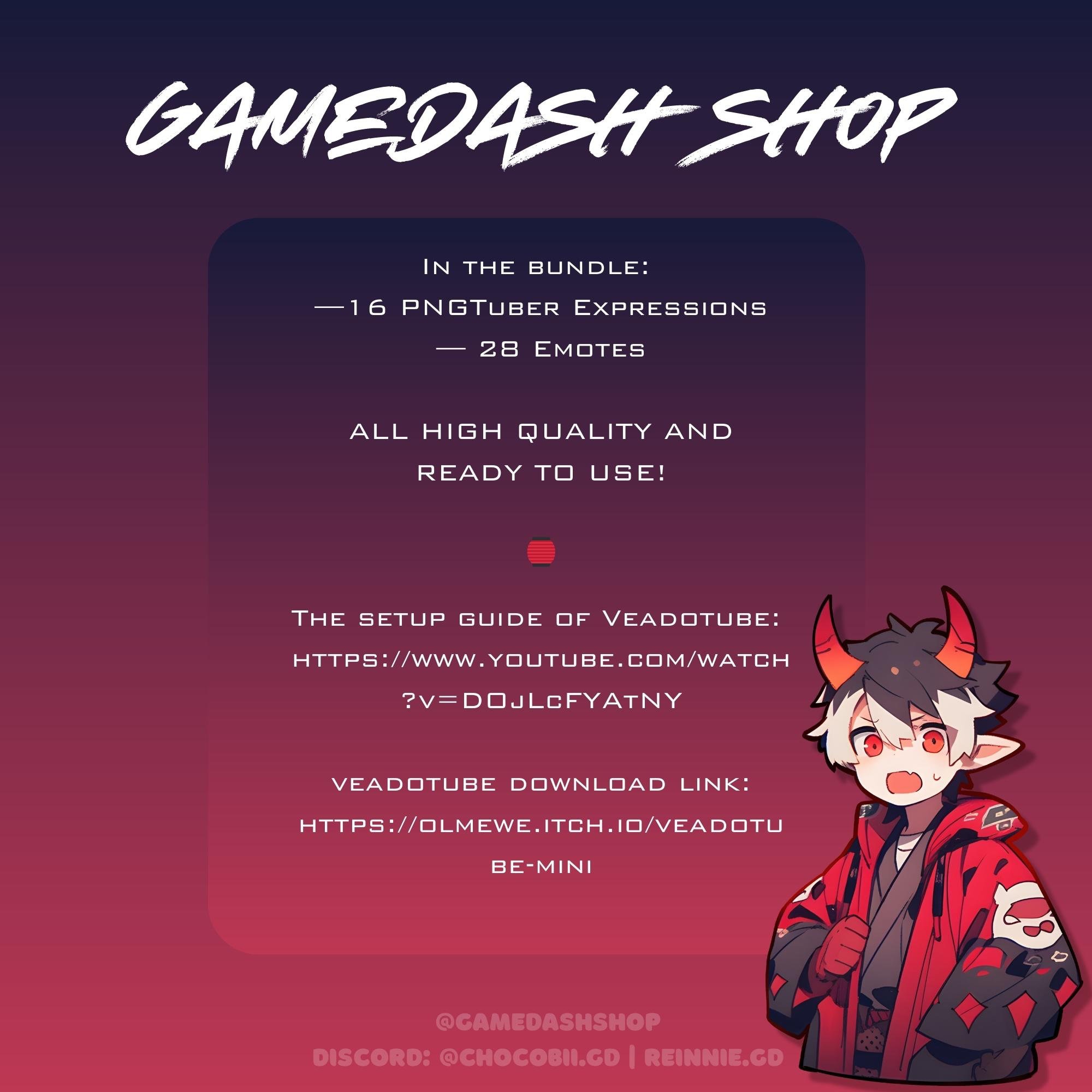 PNGTuber Tano The Oni Gamer CON EMOTE SET / VTuber Avatar para ...