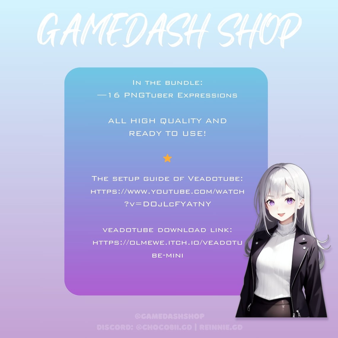 Pngtuber Streamer Yukina Vtuber Avatar for Gaming Streaming Premade Png ...