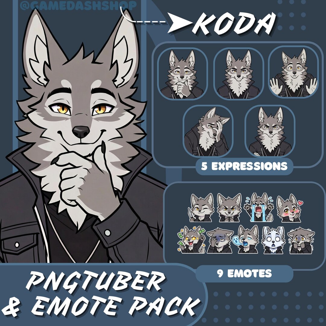 Koda Wolf Anthro Pngtuber Avatar – Premade Streaming Character for ...
