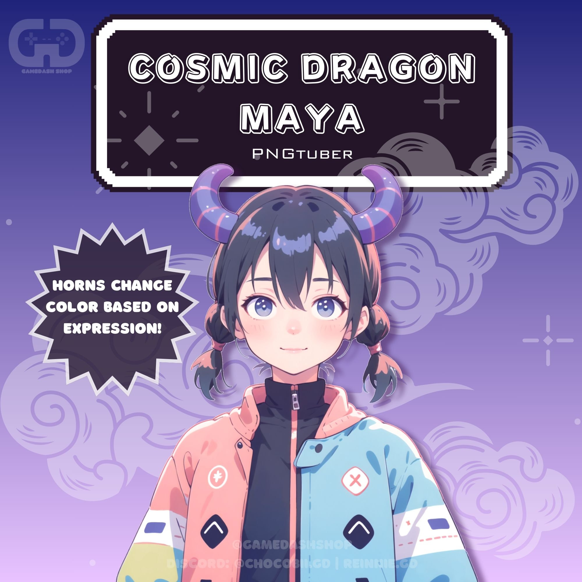 Pngtuber Cosmic Dragon Maya | Vtuber Avatar for Gaming Streaming ...