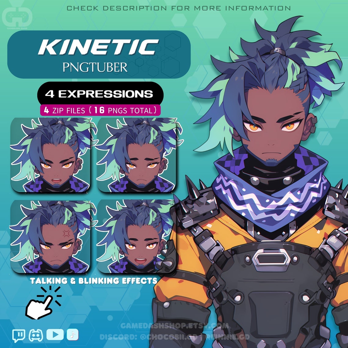 Pngtuber Streamer Kinetic | Vtuber Avatar for Gaming Streaming ...