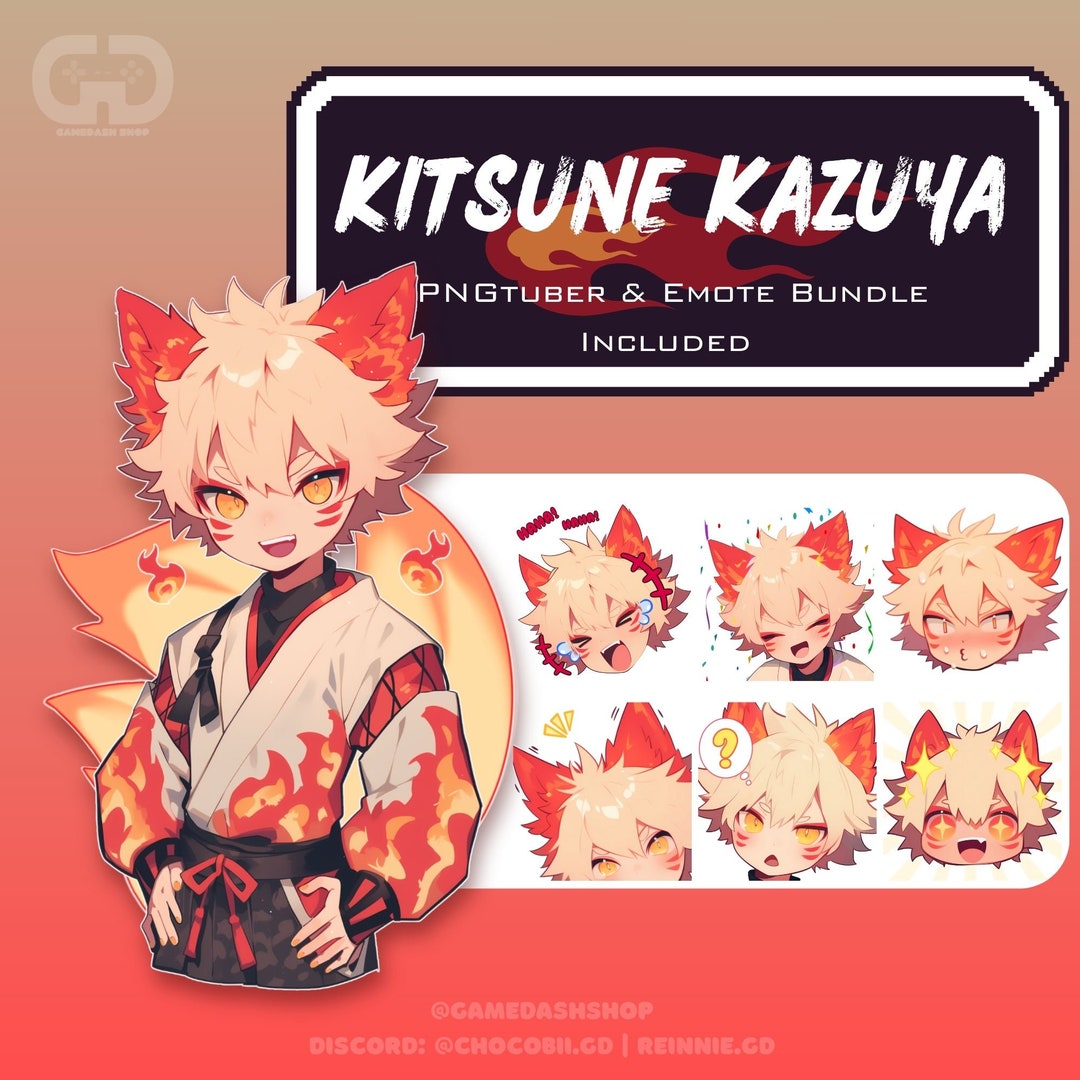Pngtuber Kitsune Kazuya WITH EMOTE SET | Vtuber Avatar for Gaming ...