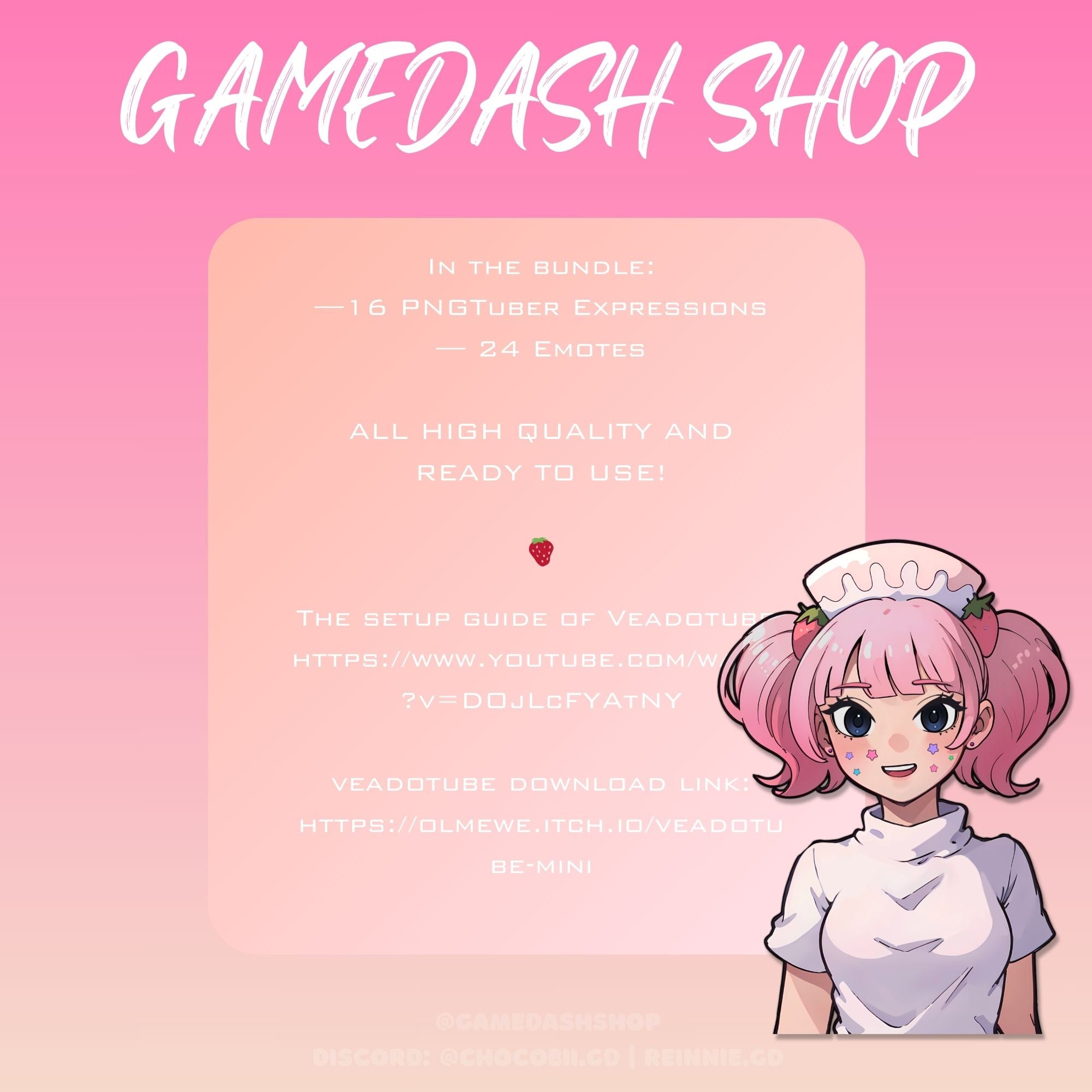 Berry Momo Pngtuber Avatar + Emote Pack – Premade Streaming Character ...