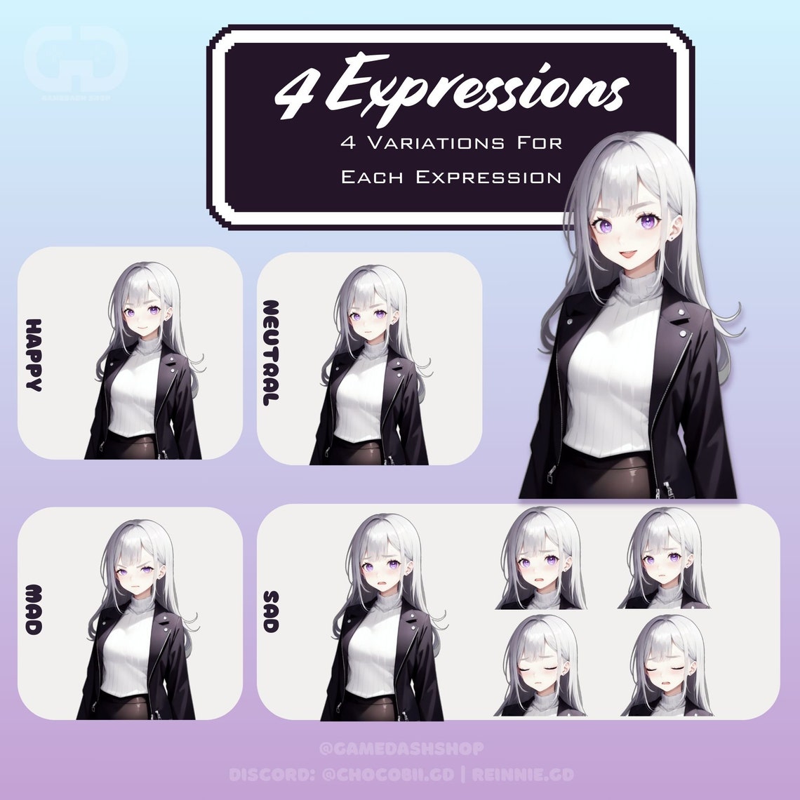 Pngtuber Streamer Yukina Vtuber Avatar for Gaming Streaming Premade Png ...