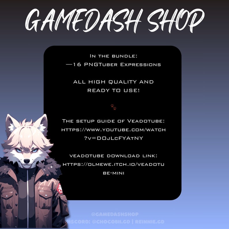 Pngtuber Streamer Wolf Jasper Vtuber Avatar Fursona for Gaming ...