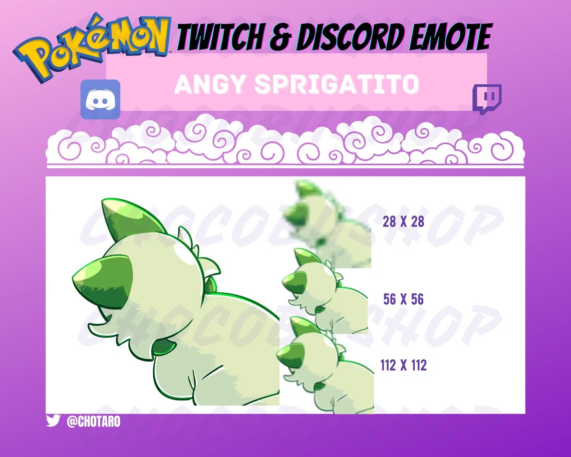 Pokemon Scarlet and Violet Sprigatito Emote for Twitch | Discord Angy ...