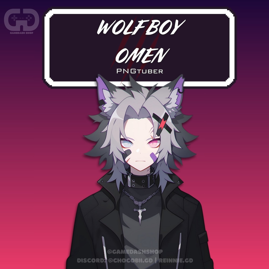 Omen Wolf Boy Pngtuber Avatar – Premade Streaming Character for Twitch ...