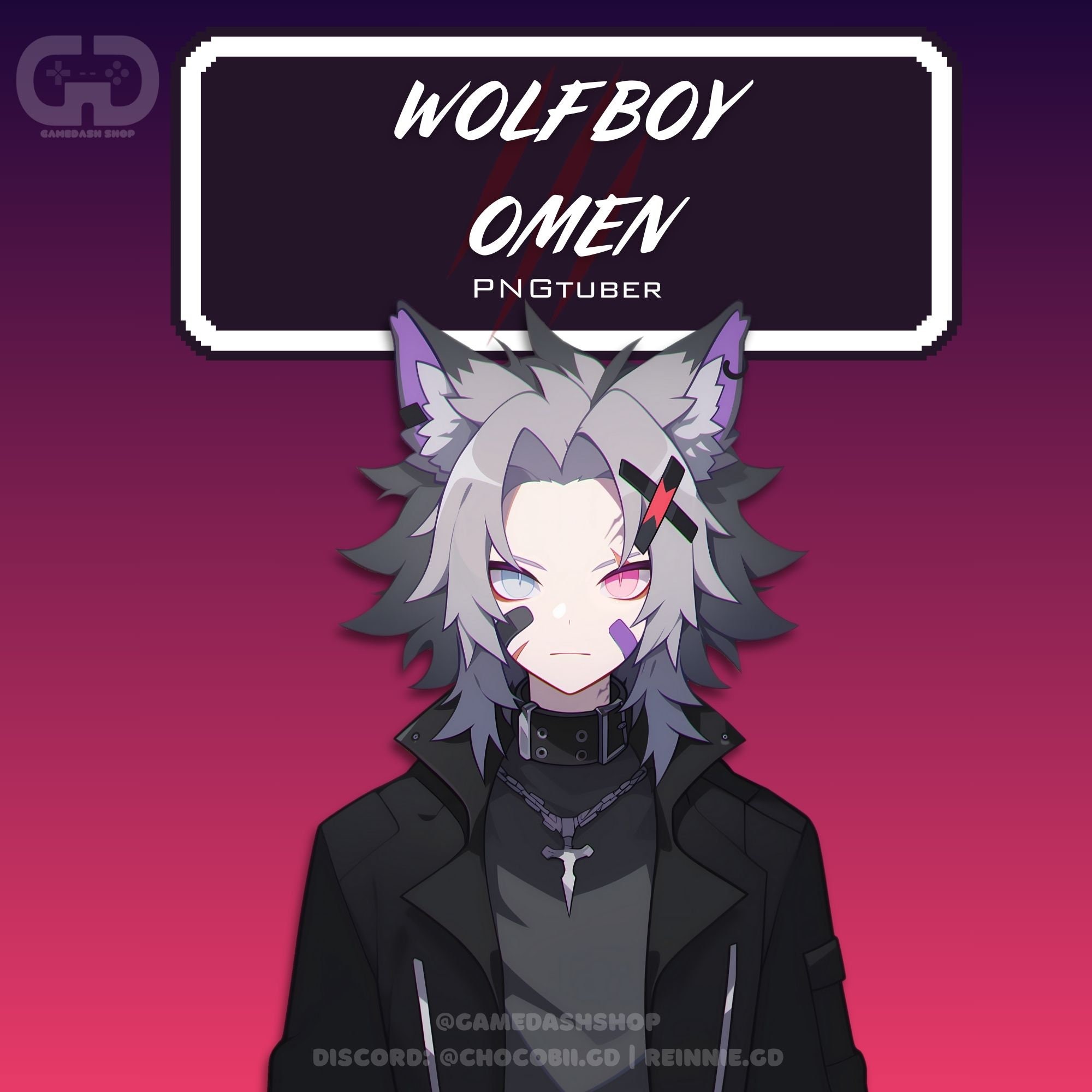 Pngtuber Wolf Boy Omen Vtuber Avatar for Gaming Streaming Premade Png ...