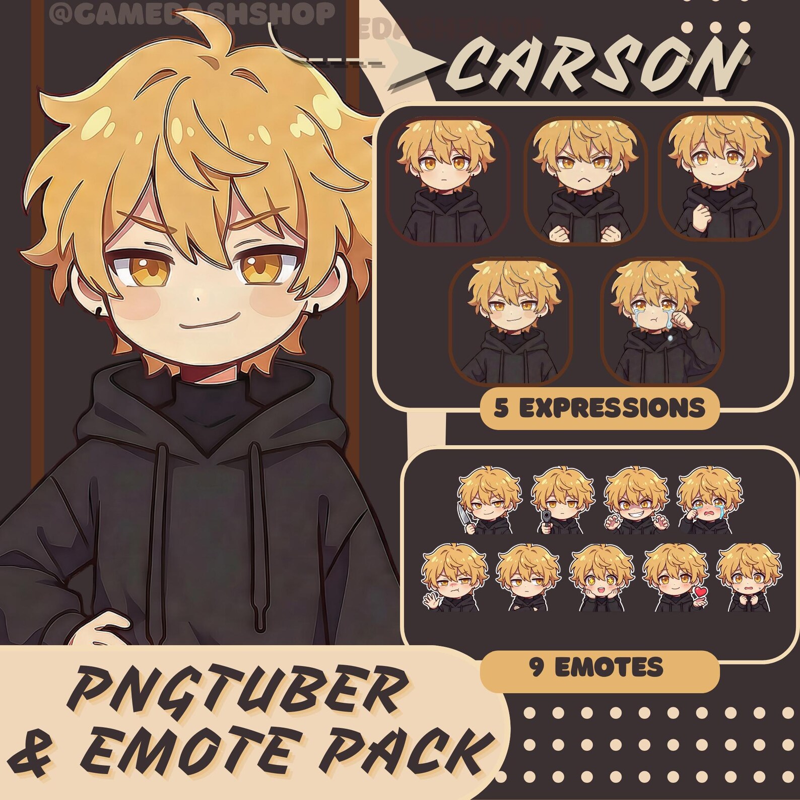 Carson Pngtuber Avatar – Premade Streaming Character for Twitch ...