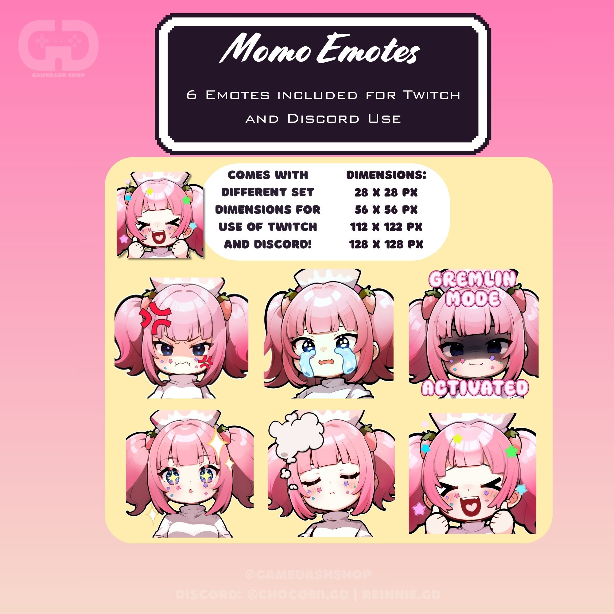 Berry Momo Pngtuber Avatar + Emote Pack – Premade Streaming Character ...