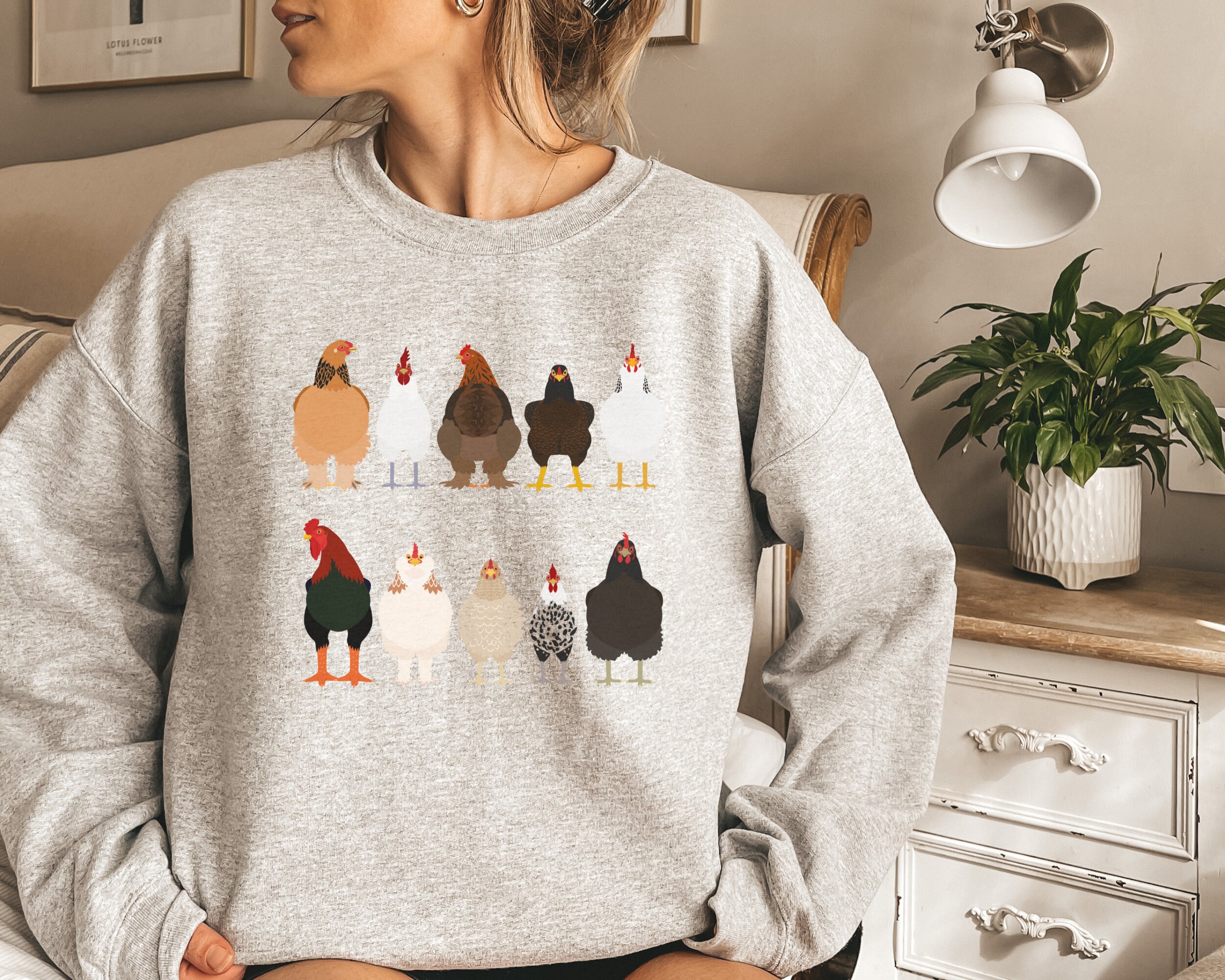Chicken Sweatshirt Gift for Chicken Lover Sweater for Women Chicken Top ...