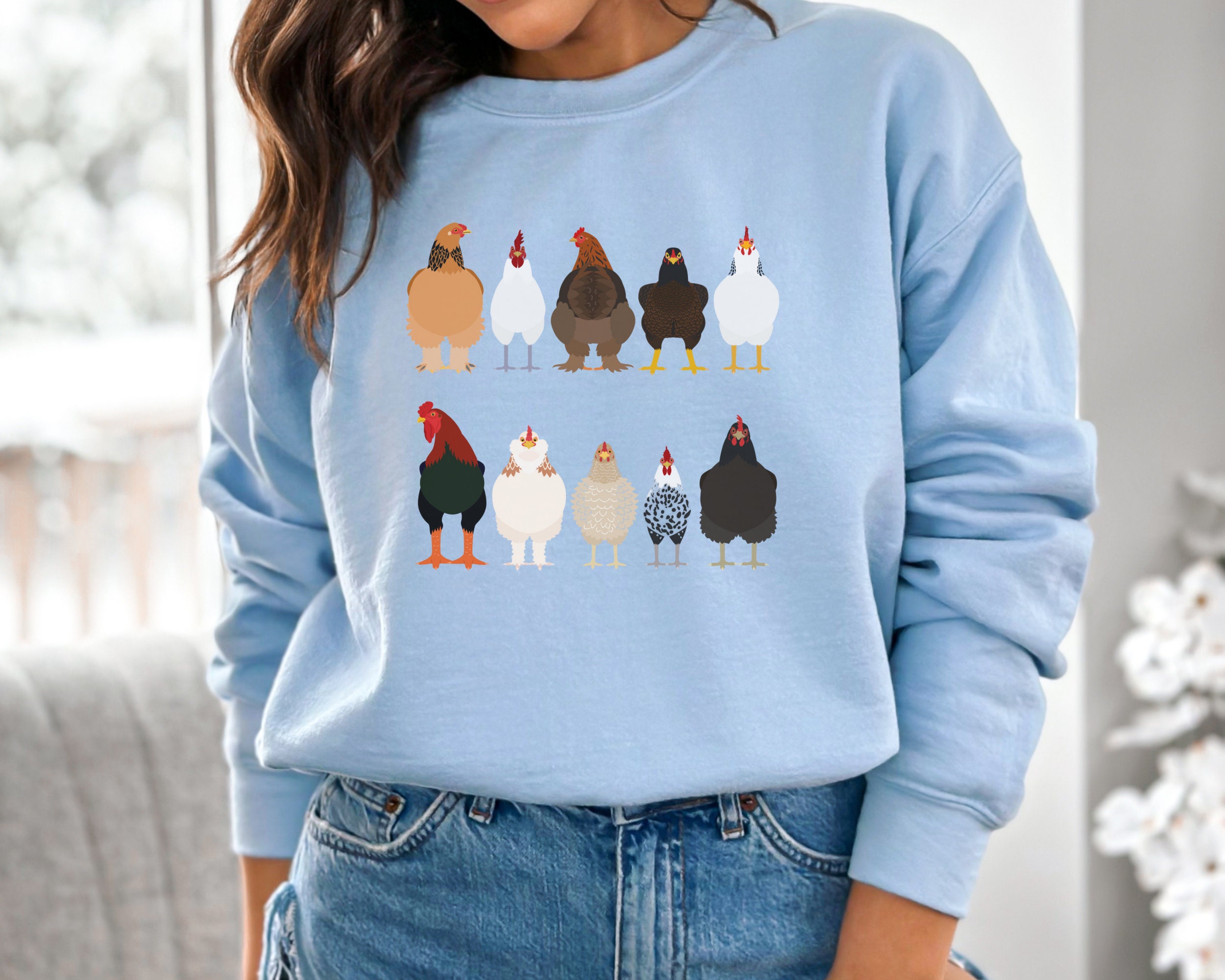 Chicken Sweatshirt Gift for Chicken Lover Sweater for Women Chicken Top ...