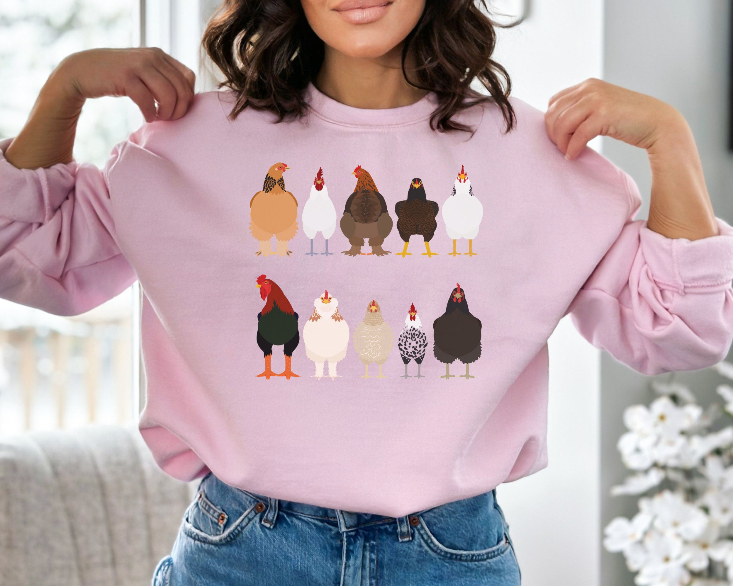 Chicken Sweatshirt Gift for Chicken Lover Sweater for Women Chicken Top ...