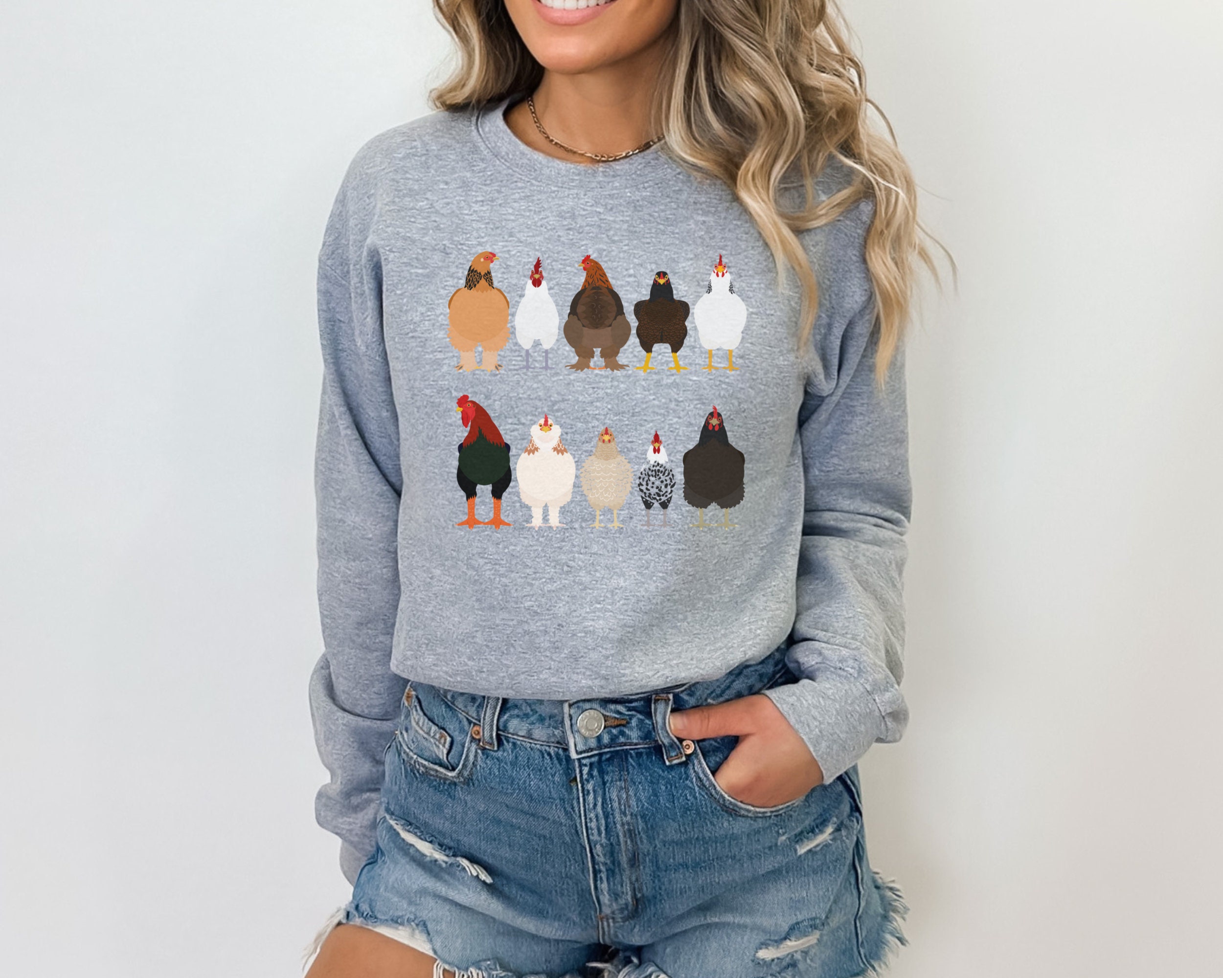 Chicken Sweatshirt Gift for Chicken Lover Sweater for Women Chicken Top ...