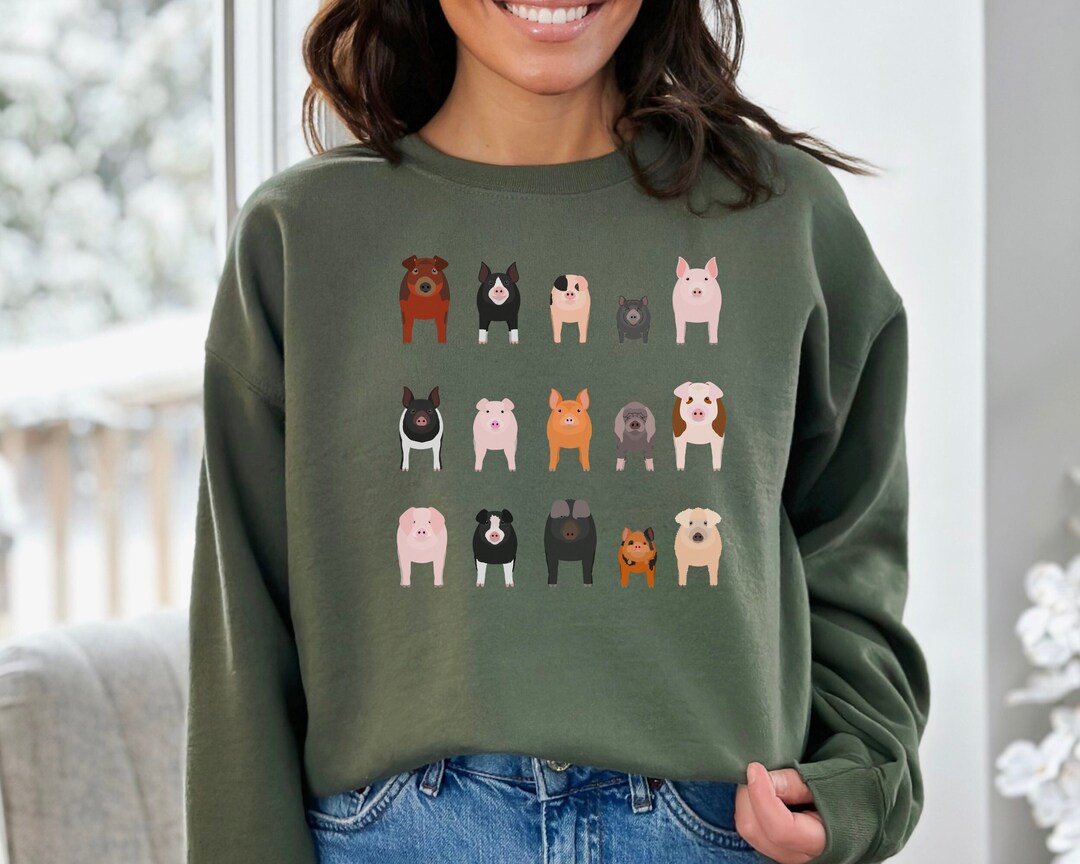 Pig Shirt Pig Sweatshirt Gift for Pig Lover Women Pig Top Pig Lover ...