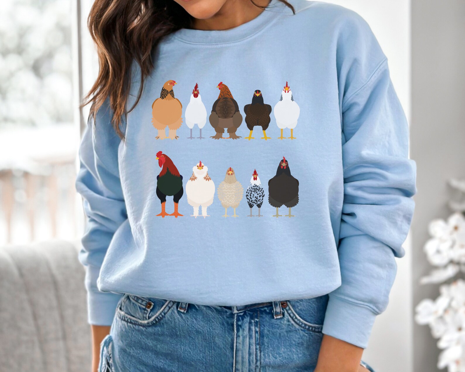 Chicken Sweatshirt Gift for Chicken Lover Sweater for Women Chicken Top ...