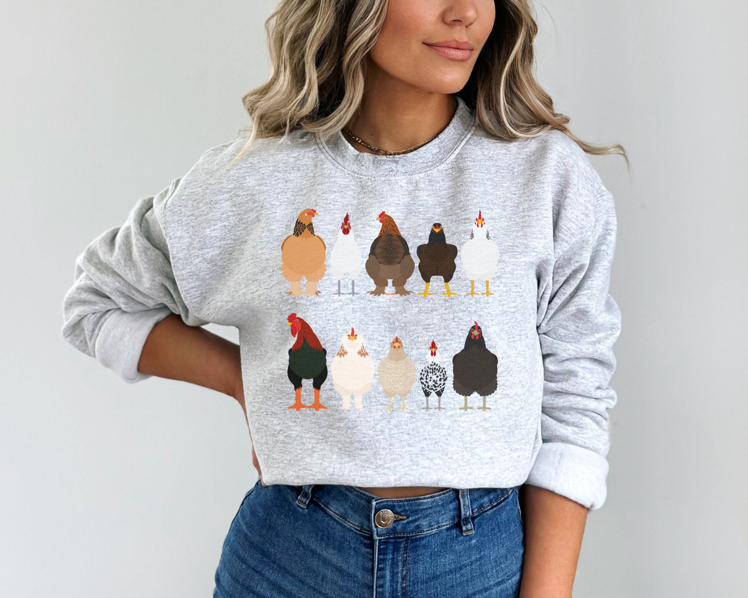 Chicken Sweatshirt Gift for Chicken Lover Sweater for Women Chicken Top ...