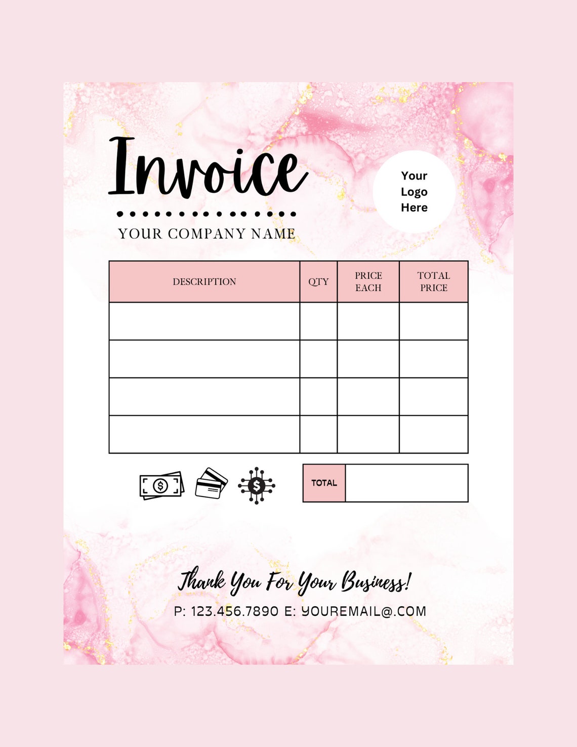 Invoice Template, Receipt Template, Customizable Invoice Template ...