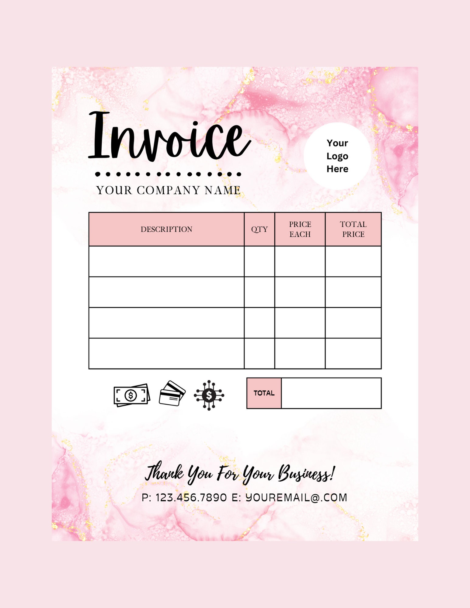 Invoice Template, Receipt Template, Customizable Invoice Template ...