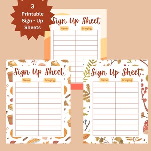 Thanksgiving Potluck Sign-up Sheet, Harvest Party Sign up Sheet ...