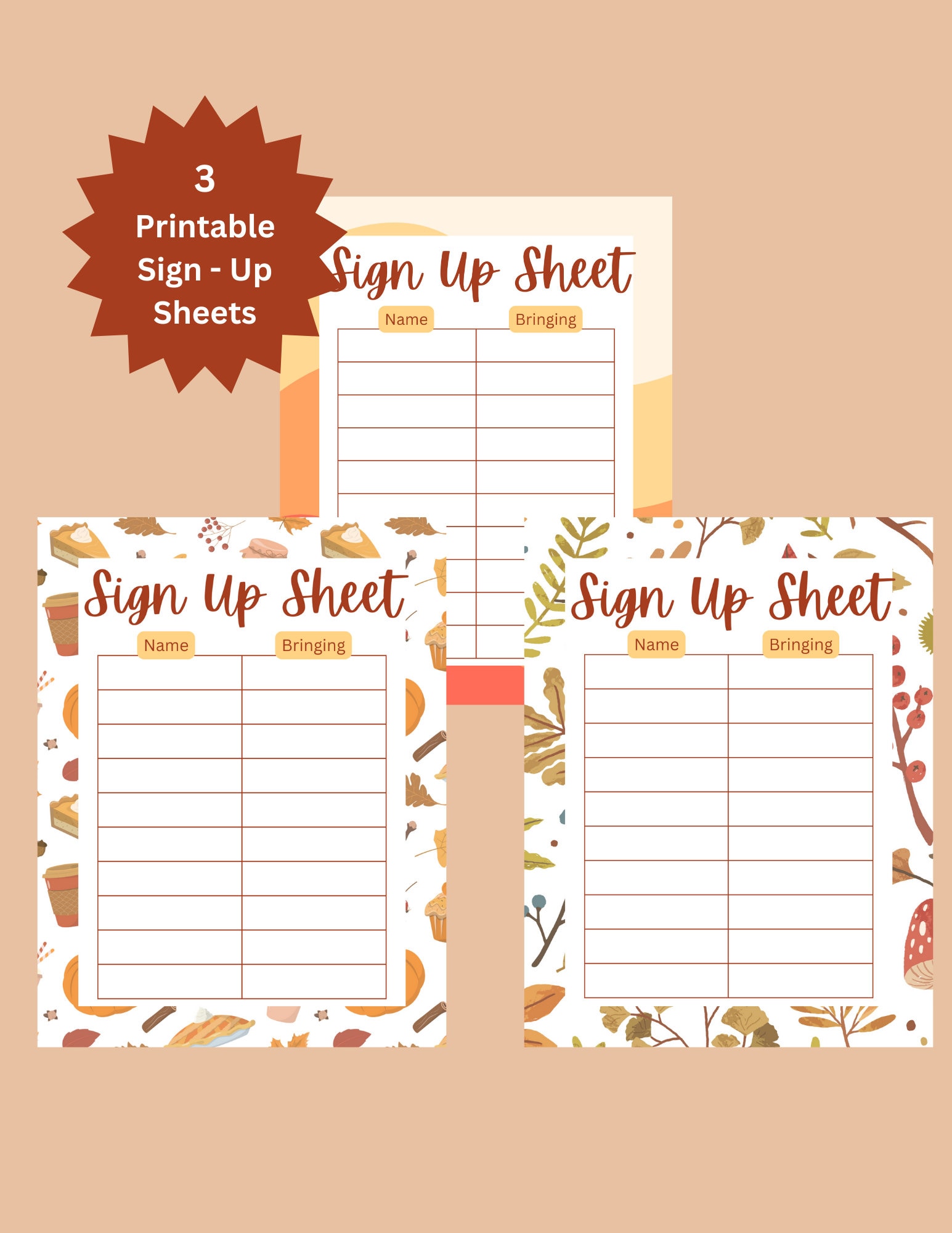 Thanksgiving Potluck Sign-up Sheet, Harvest Party Sign up Sheet ...