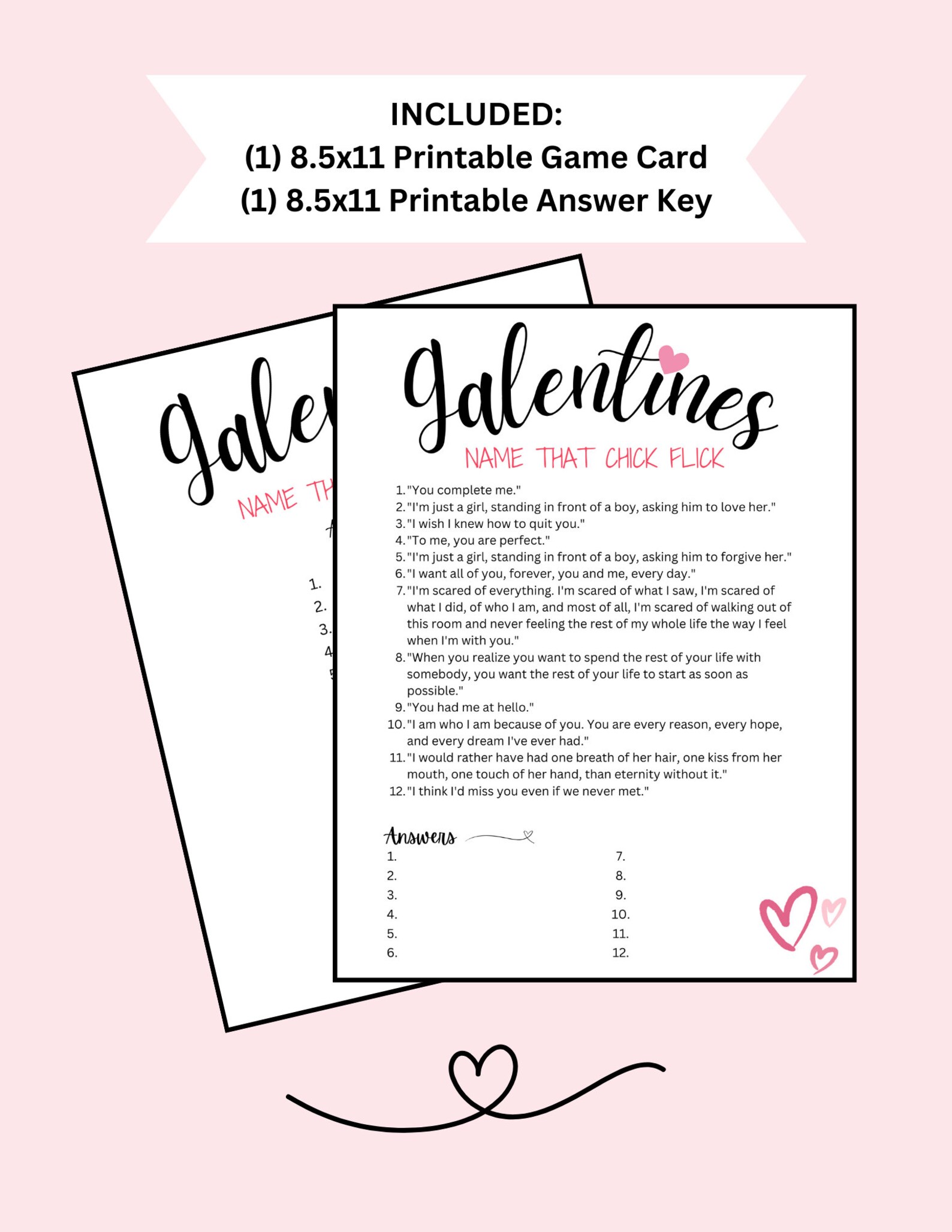 Name That Chick Flick Printable Galentine's Game, Adult Ladies Night ...