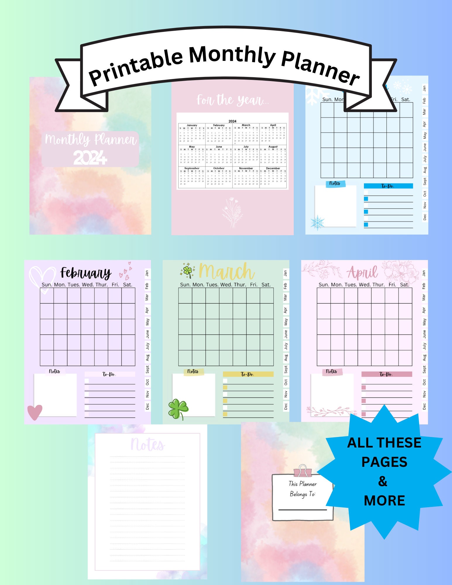 Digital Monthly Planner, Printable Monthly Planner, Printable Planner ...