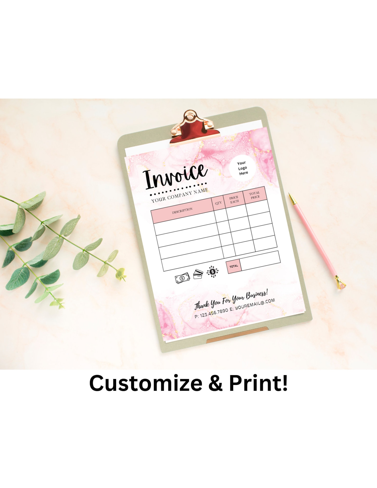 Invoice Template, Receipt Template, Customizable Invoice Template ...