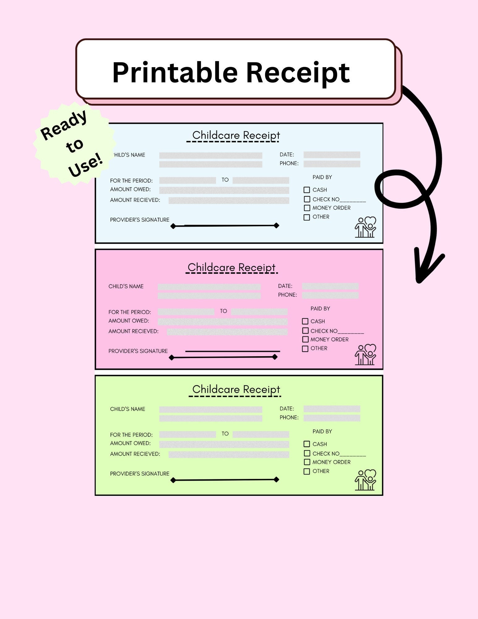 Daycare Receipt, Childcare Receipt, Small Business Receipt, Receipt for ...