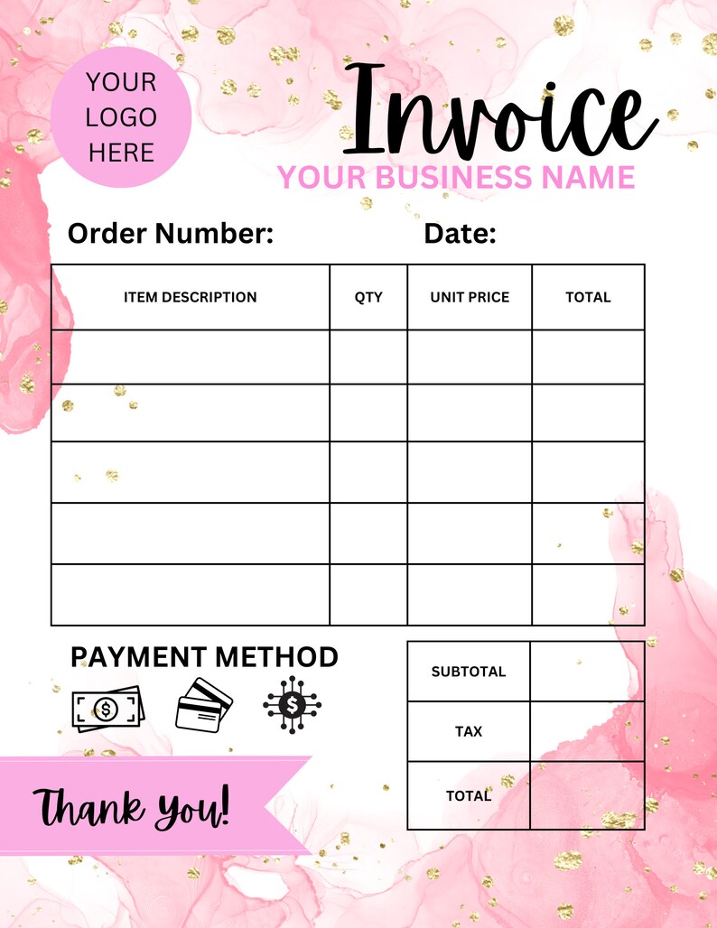 Invoice Template, Receipt Template, Customizable Invoice Template ...