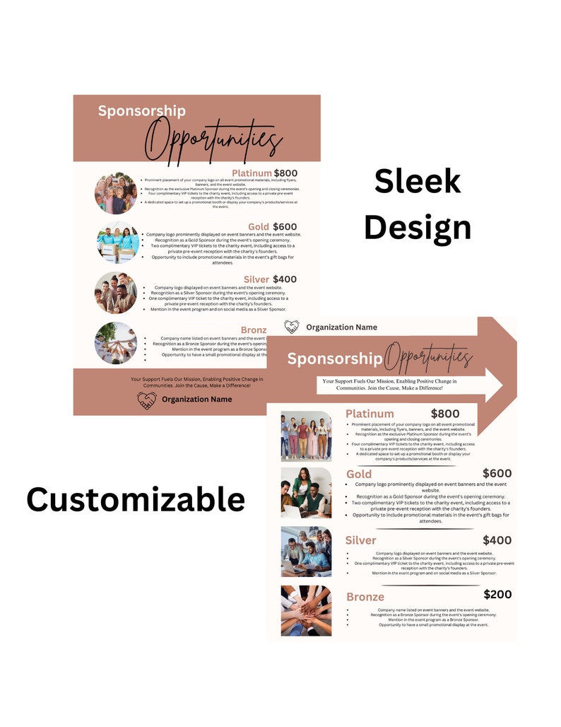 Nonprofit Event Sponsorship Fundraising Flyers Template, Editable ...