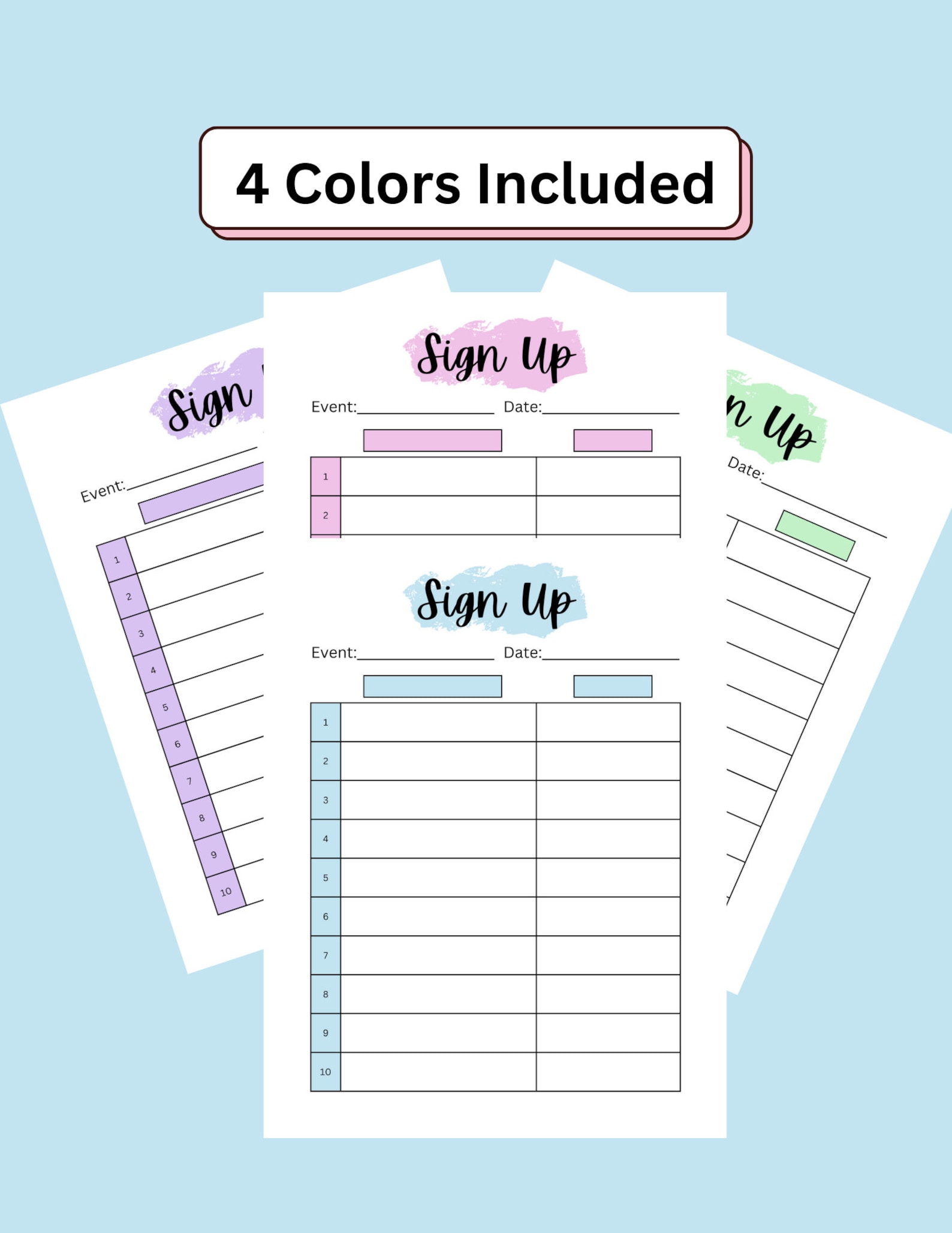 Sign up Sheet, Printable Sign up Sheet, Sign up Form, Event Sign up ...