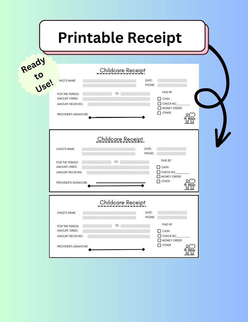 Basic Daycare Receipt, Childcare Receipt, Small Business Receipt ...