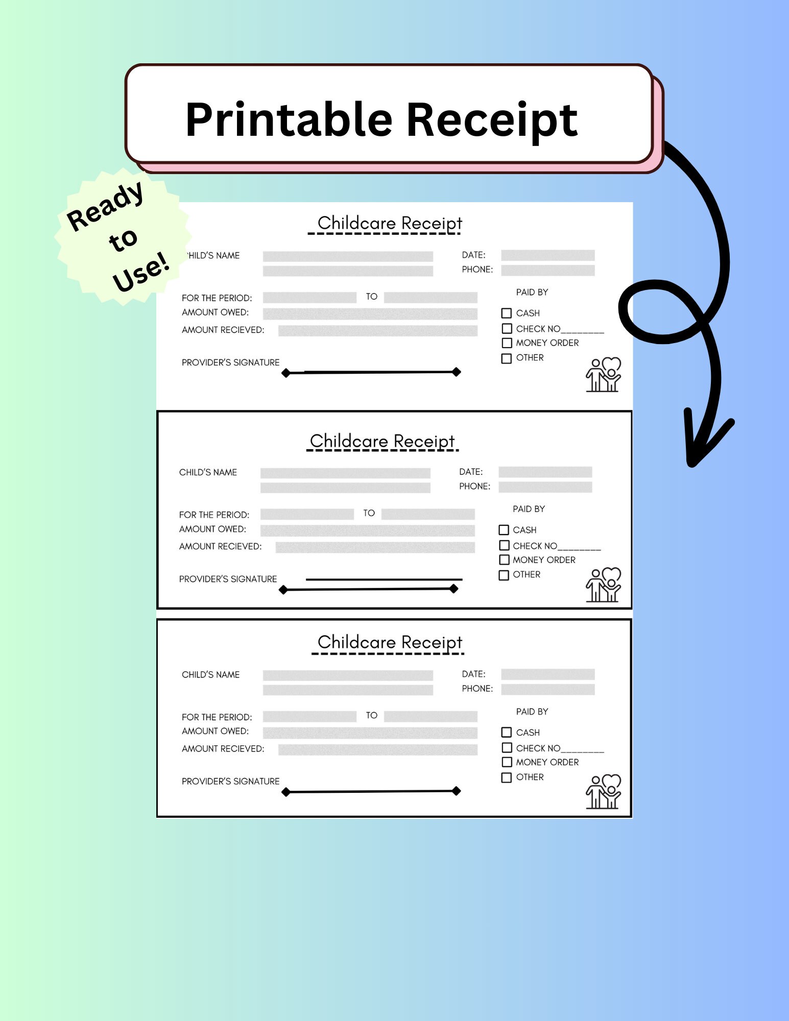 Basic Daycare Receipt, Childcare Receipt, Small Business Receipt ...