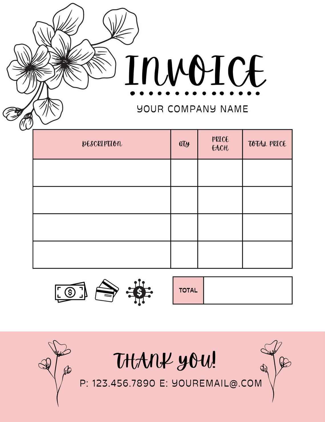 Invoice Template, Receipt Template, Floral Sales Receipt Invoice ...