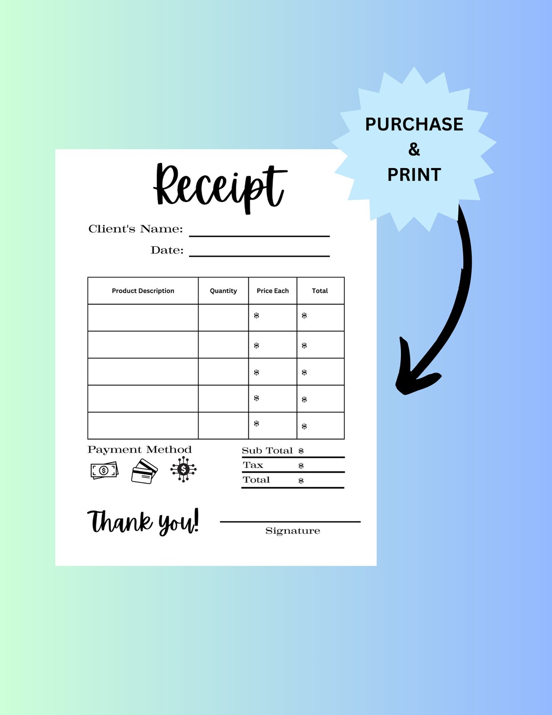 Receipt Download, Receipt, Small Business Receipt, Invoice Receipt, Business Receipt - Etsy