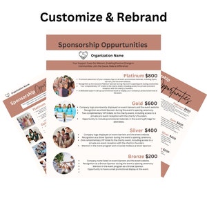 Nonprofit Event Sponsorship Fundraising Flyers Template, Editable ...