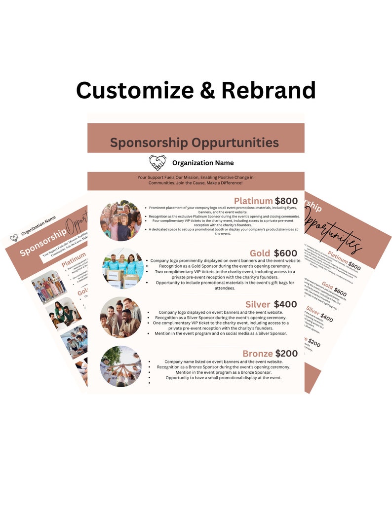 Nonprofit Event Sponsorship Fundraising Flyers Template, Editable ...