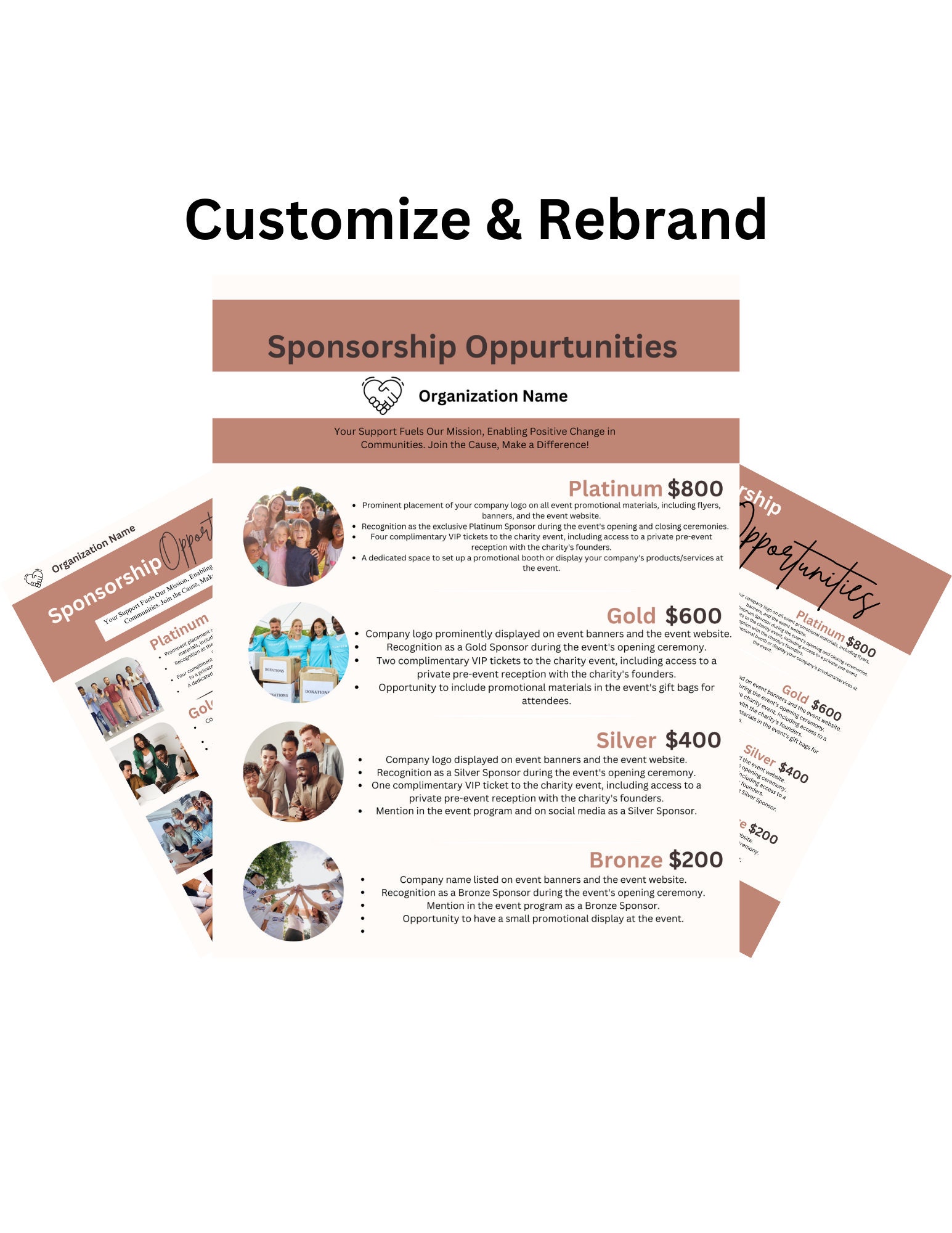 Nonprofit Event Sponsorship Fundraising Flyers Template, Editable ...