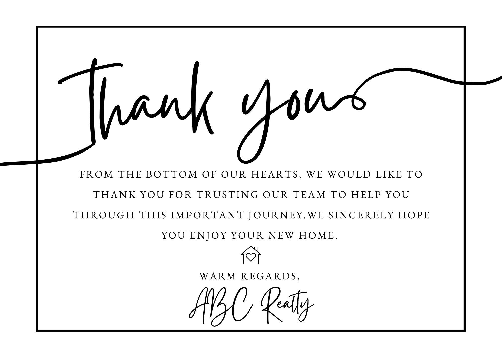 Realtor Thank You Card, Printable Thank You Card, for Realtors, Real Estate Companies, Brokers ...